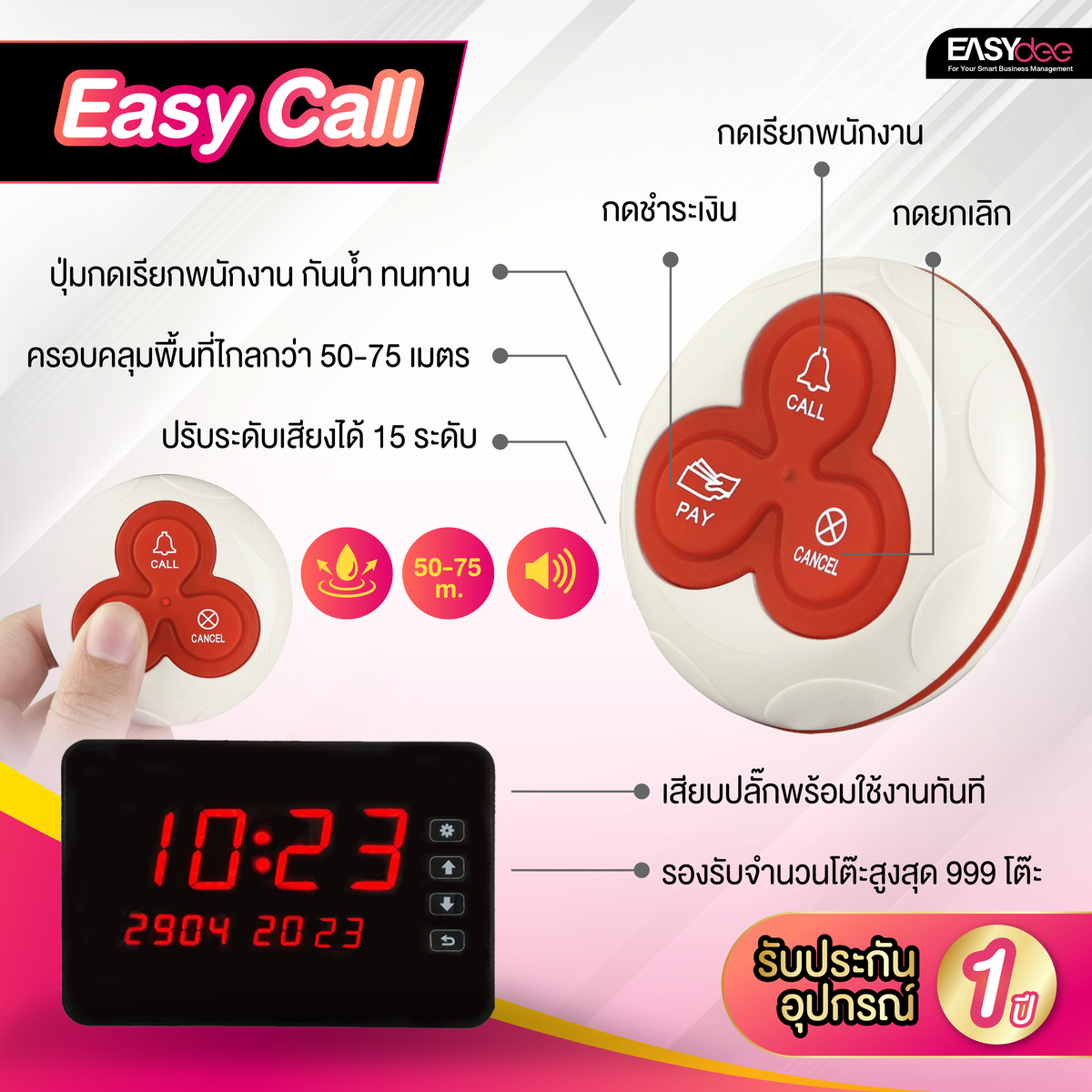 ไอเทมใหม่แห่งปี! Easy Call เครื่องเรียกพนักงานไร้สาย – EasyDee ระบบจัดการธุรกิจและอุปกรณ์ครบวงจร